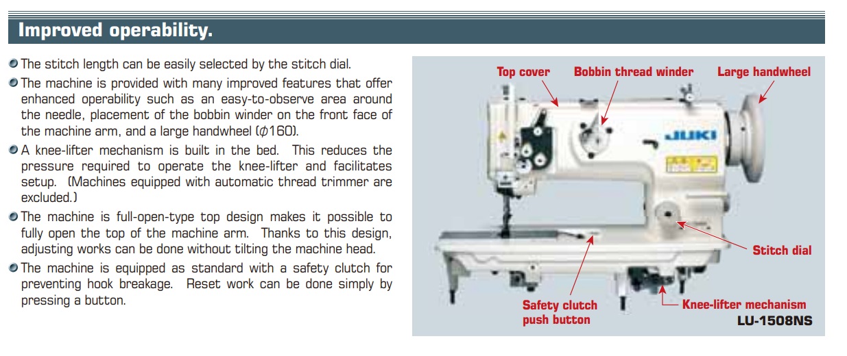 JUKI 1560-NKA NEEDLE, UNISON-FEED, LOCKSTITCH MACHINE WITH VERTICAL ...